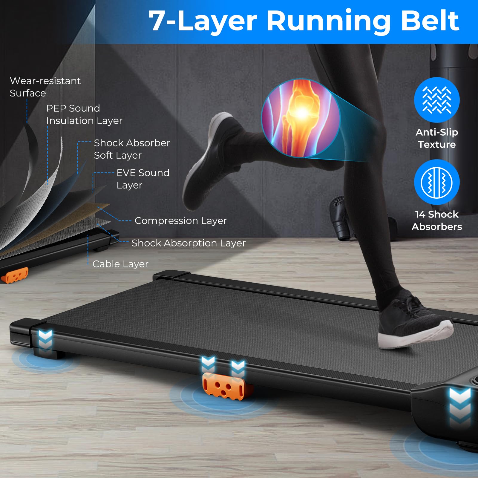 GYMAX Walking Pad, 2 in 1 Under Desk Treadmill for Home with Watch Remote Control, LED Display, 12 Preset Programs & Pause Function, Portable Compact Running Treadmill for Office Small Space