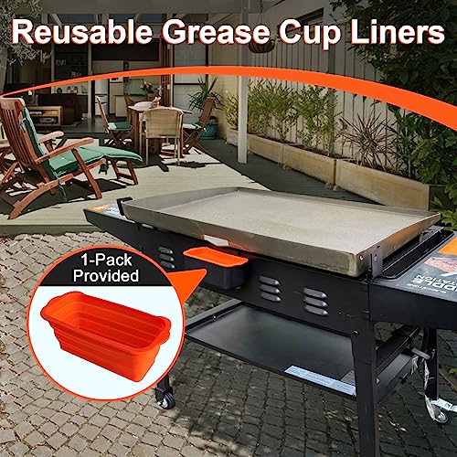 Silicone Griddle Mat with Grease Cup Liners for Blackstone 36 inch, Griddle Cover Mat, Food Grade Silicone Grill Mat, Upgraded Full Wrap-Around Protection, All Season Cooking Protective Cover Mats