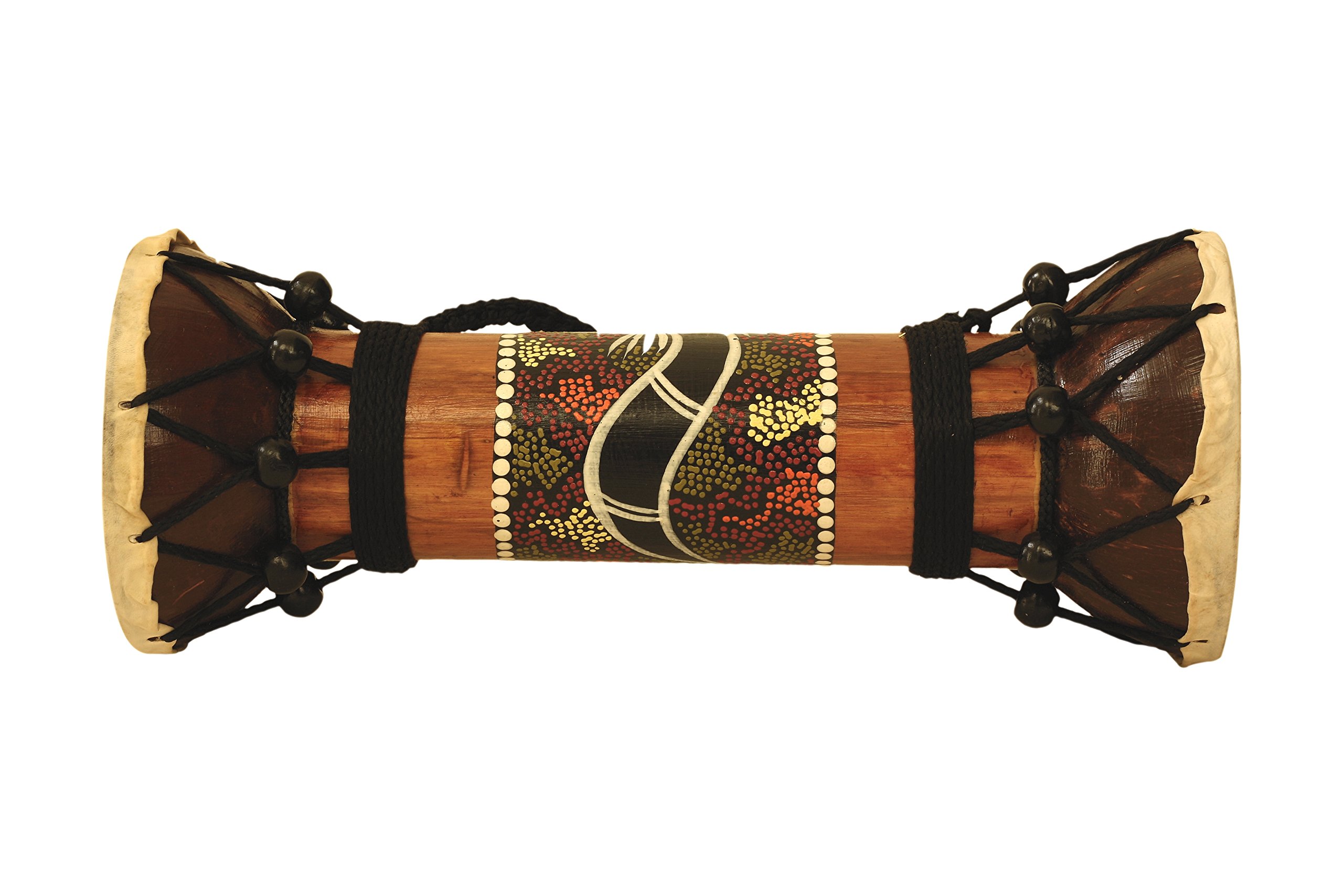 G6 COLLECTION 11.5" Exotic Wooden Hand Carved Double Sided Drum Djembe Home Decor Gift Wood Decoration Handcrafted Accent Decorative Drum Djembe