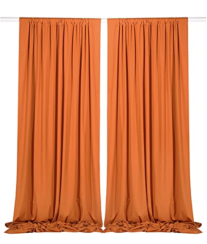 SHERWAY 2 Panels 4.8 Feet x 10 Feet Dark Orange Photography Backdrop Drapes, Thick Polyester Window Curtain for Wedding Party Ceremony Stage Decorations