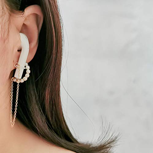 Pearl Hook EarĀ Stud AirpodĀ Earrings Anti Lost Earring Strap for Airpods (Need Ear Hole) Anti Lost Strap for Airpods Pro, Wireless Earphone Holder Strap Compatible for Airpods 1&2&3/Pro