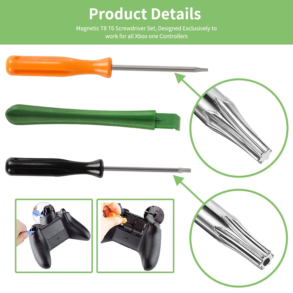 HIGOPLAY 3D Analog Joystick Thumb Stick Sensor Gamepad Thumbstick Replacement Part for Xbox One Controller with D Pads Rubber Conductive R L Button and T6 T8 Torx Screwdriver Repair Kit