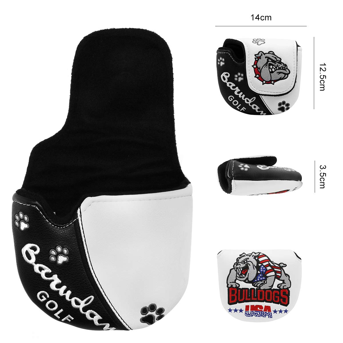 Golf Putter Cover Mallet, Putter Covers Golf Club Head Covers Putter Headcover for Mallet Leather Golf Putter Head Covers with Magnetic for Odyssey 2 Ball Scotty Cameron Callaway (White-2)