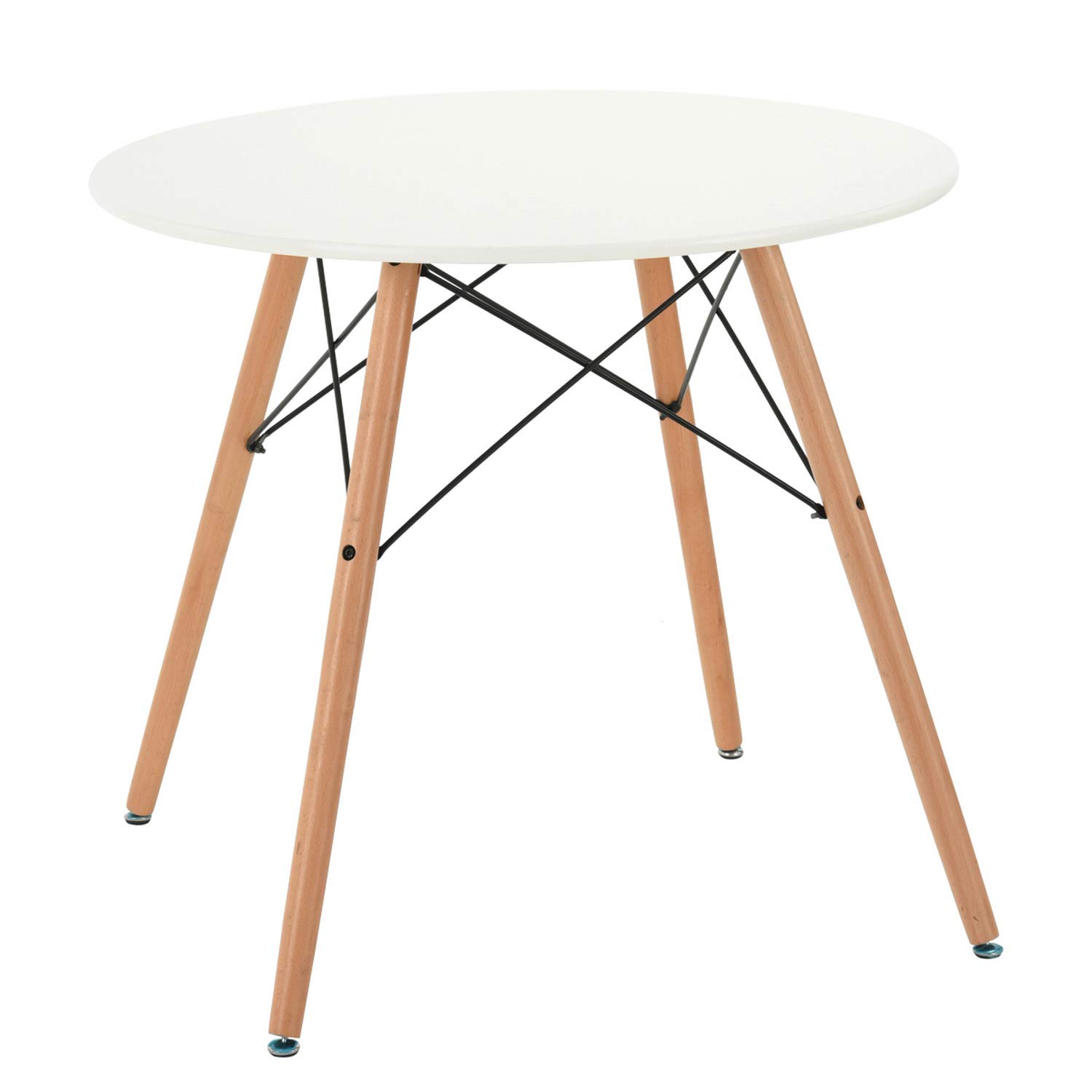 FurnitureR Multifunctional Home Kitchen Living Room Corner Small Spaces Leisure Dining Table Round 31.5 Inch, White