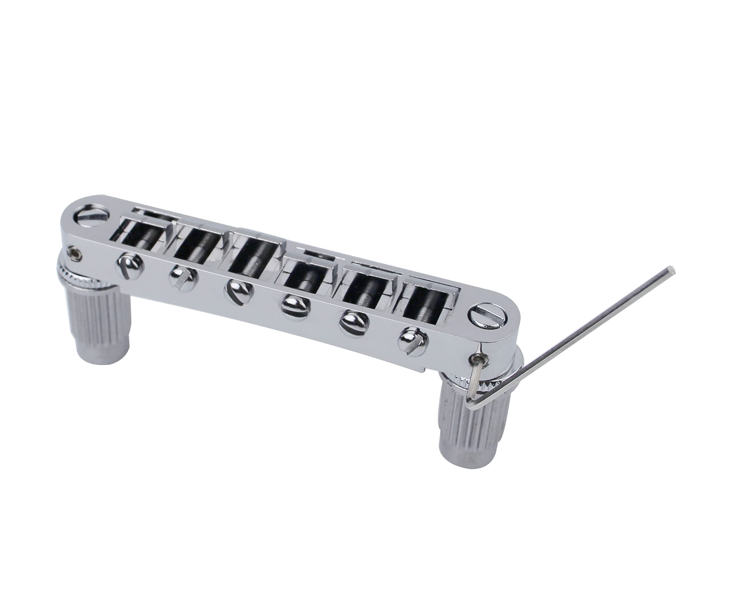 Guyker Guitar Tune-O-Matic Saddle Bridge GM003 and Vintage Stop Bar Lock TP6 Tailpiece Combo Replacement Compatible with Les Paul LP SG Style 6 Strings Electric Guitar (Chrome)
