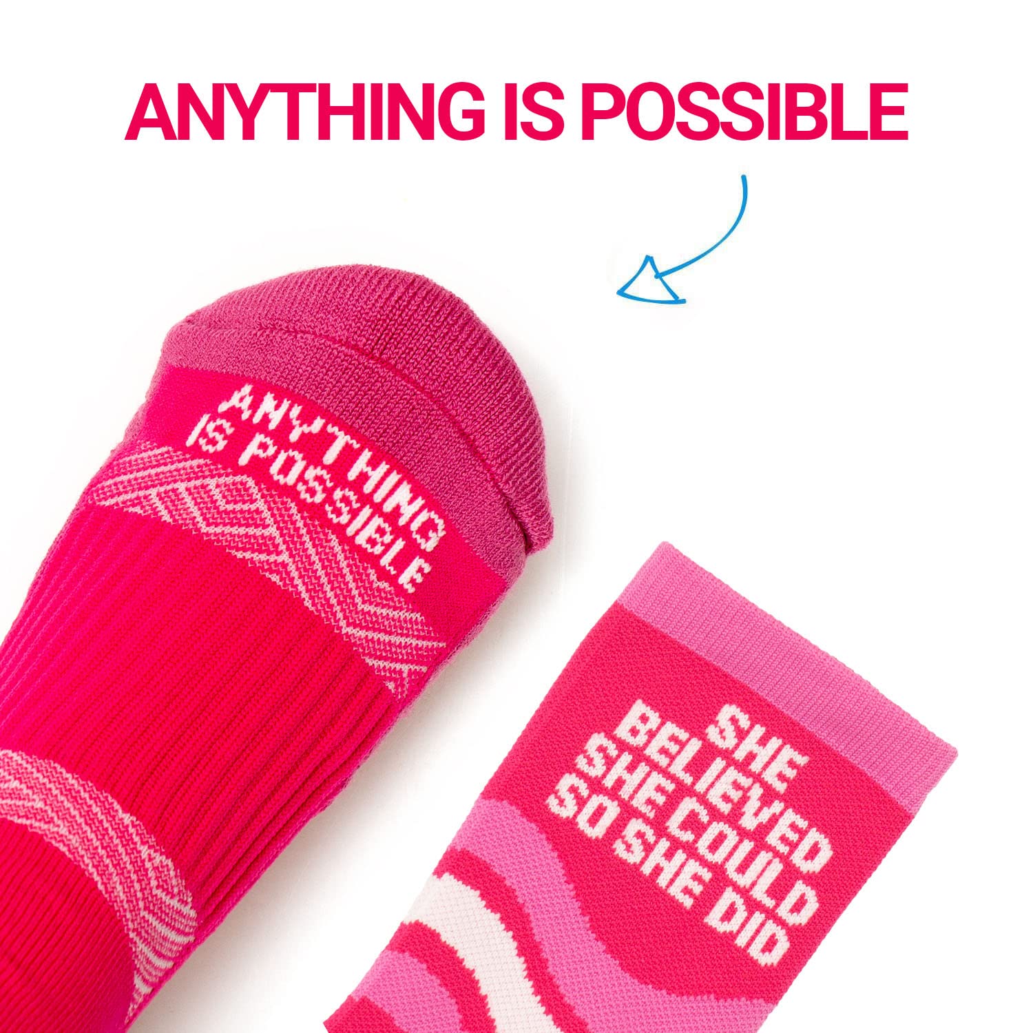 Gone For a Run Inspirational Athletic Running Socks | Mid-Calf | She Believed She Could | Pink