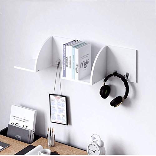 PIBM Stylish Simplicity Shelf Wall Mounted Floating Rack Shelves Partition Bookshelf Simple Hook up Coat Rack Living Room Bedroom,2 Colours, White , 82.3x20x20cm