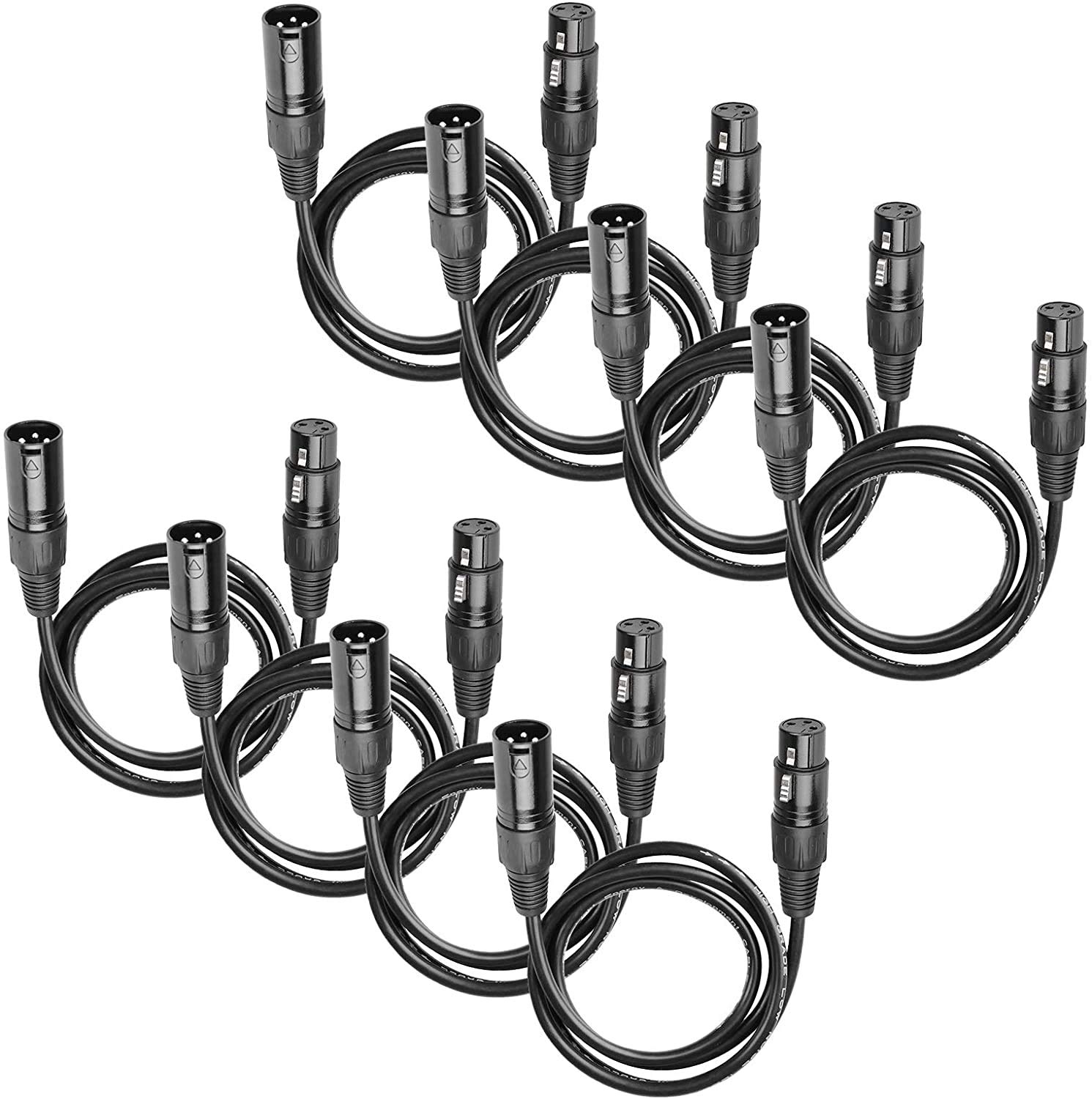 GBGS (Pack of 8 3 Pin 3.2 feet DMX Cable for Stage Light, Par Lighting
