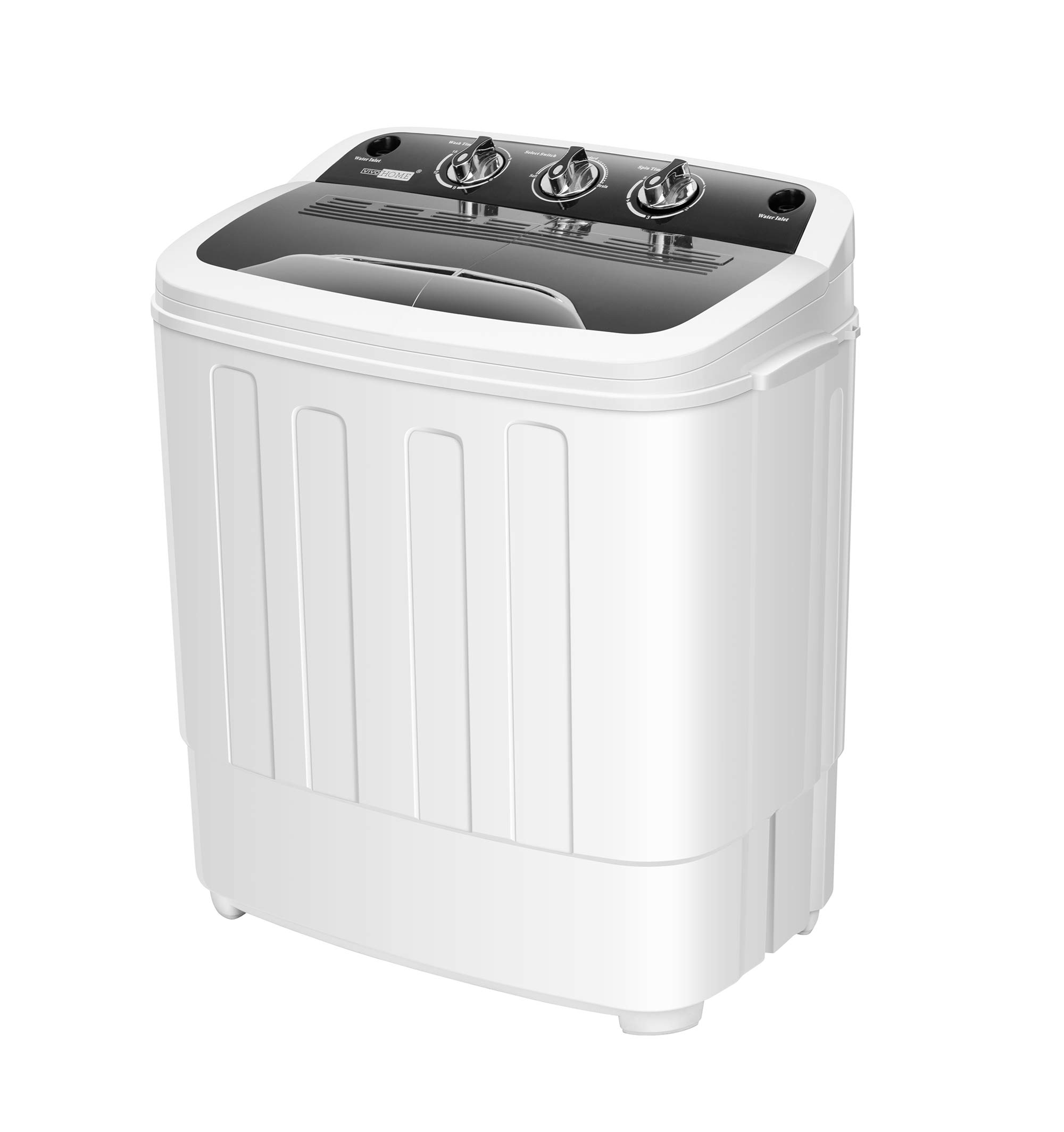 VIVOHOME Electric Portable 2 in 1 Twin Tub Mini Laundry Washer and Spin Dryer Combo Washing Machine with Drain Hose for Apartments 13.5lbs Black & White