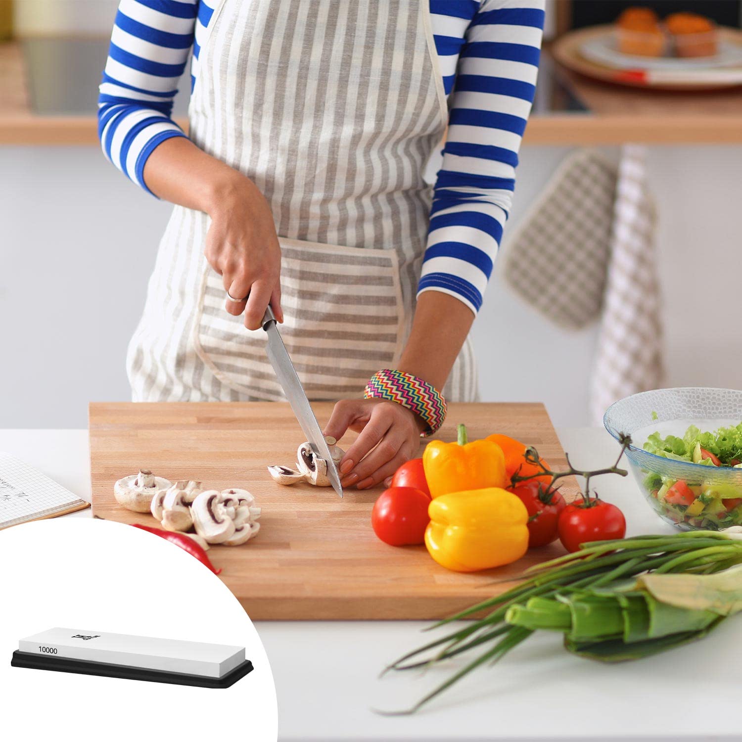 GUYUE Knife Sharpening Stone 10000 Grit Professional Whetstone Sharpener,Professional Best Kitchen Blade Sharpener Stone, Comes with a new silicone base。