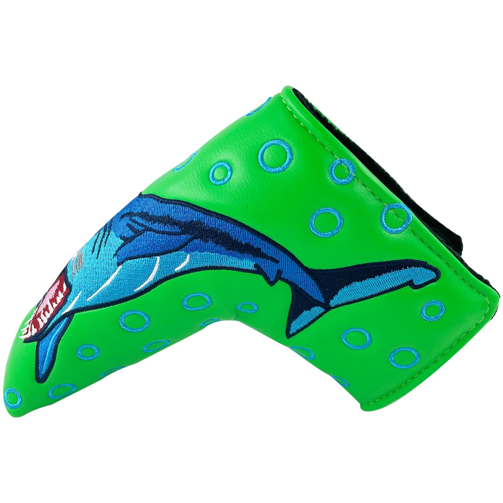 Gbourly Golf Club White Shark Mallet Putter Cover Heel Shafted PU Leather Magnetic Closure Headcover