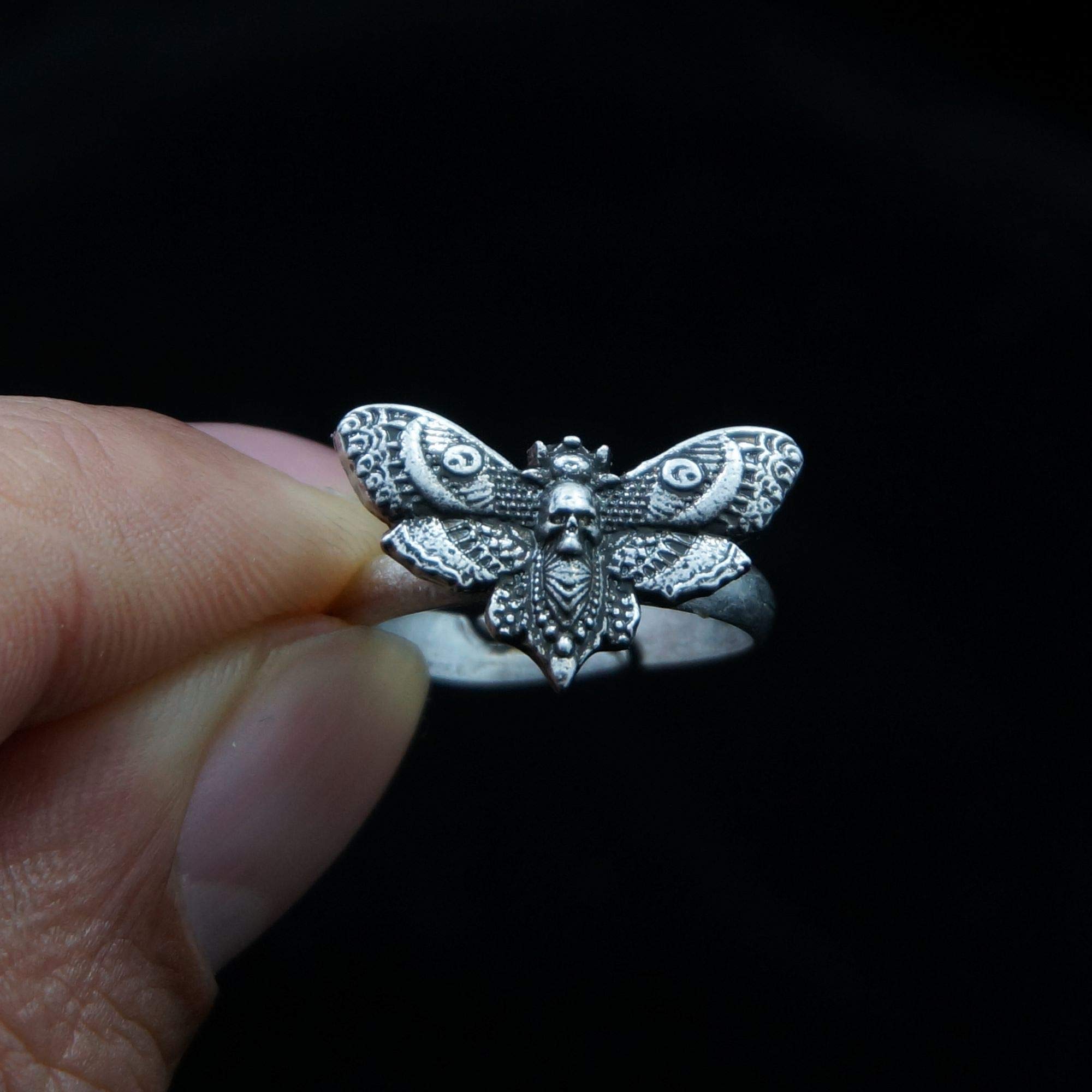 Genrics Resizable Death Head Skull Butterfly Moth Ring (Style 2)