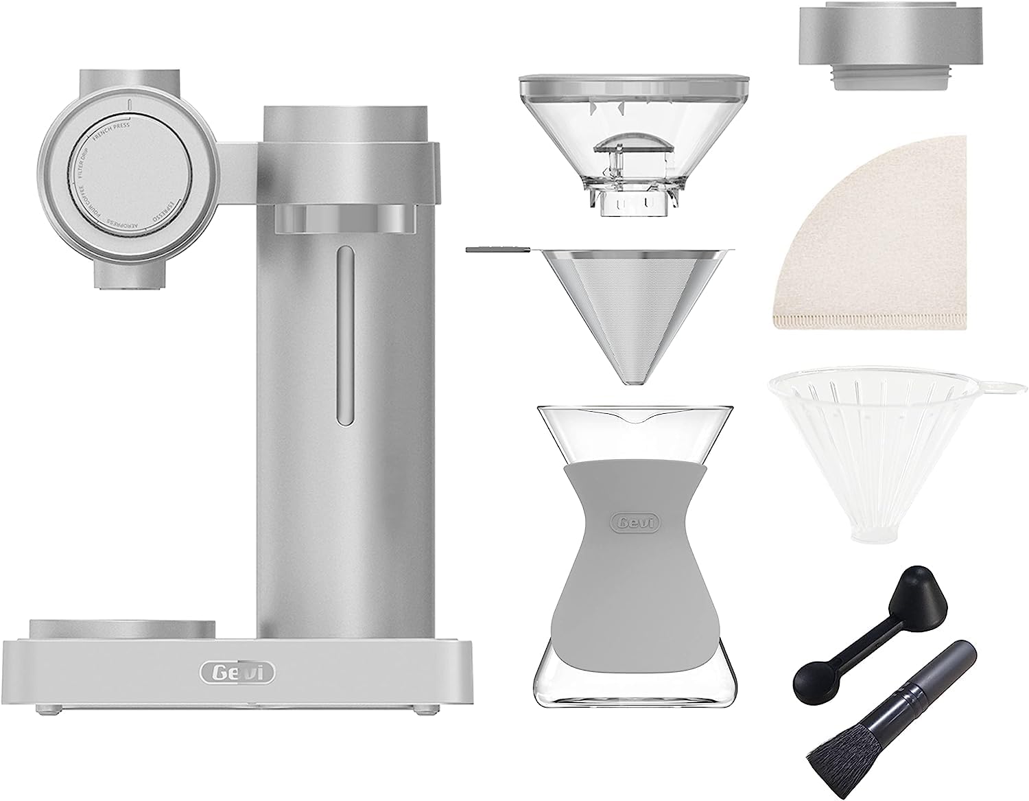 Gevi 4-10 Cups Smart Pour over Coffee Machine with Grinder Built In, Fast Heating Brewer 51 Step Grind Setting, Automatic Barista Mode, Custom Recipes, Descaling Function, Automatic Coffee Machine