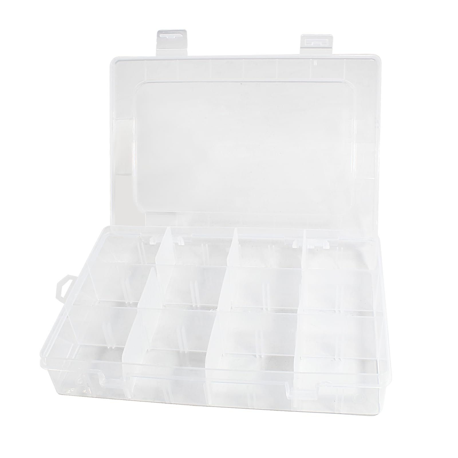uvbws 1 Pack 12 Grids Plastic Organizer Box with Removable Dividers, Adjustable Storage Box Clear Storage Container Craft Box for Jewelry, Crafts,Buttons, Thread, Pins, Beads and more