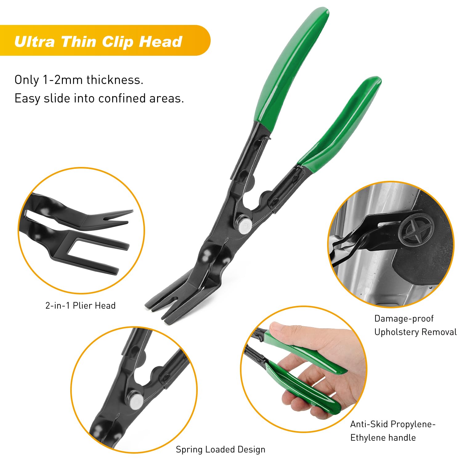 GOOACC 19Pcs Trim Removal Tool Set Panel Fastener Clips Removal Automotive Plastic Upholstery Pliers Removal Install Removal Car Tool with Storage Bag for Trim Panel Audio Clip Pliers Terminal-Green