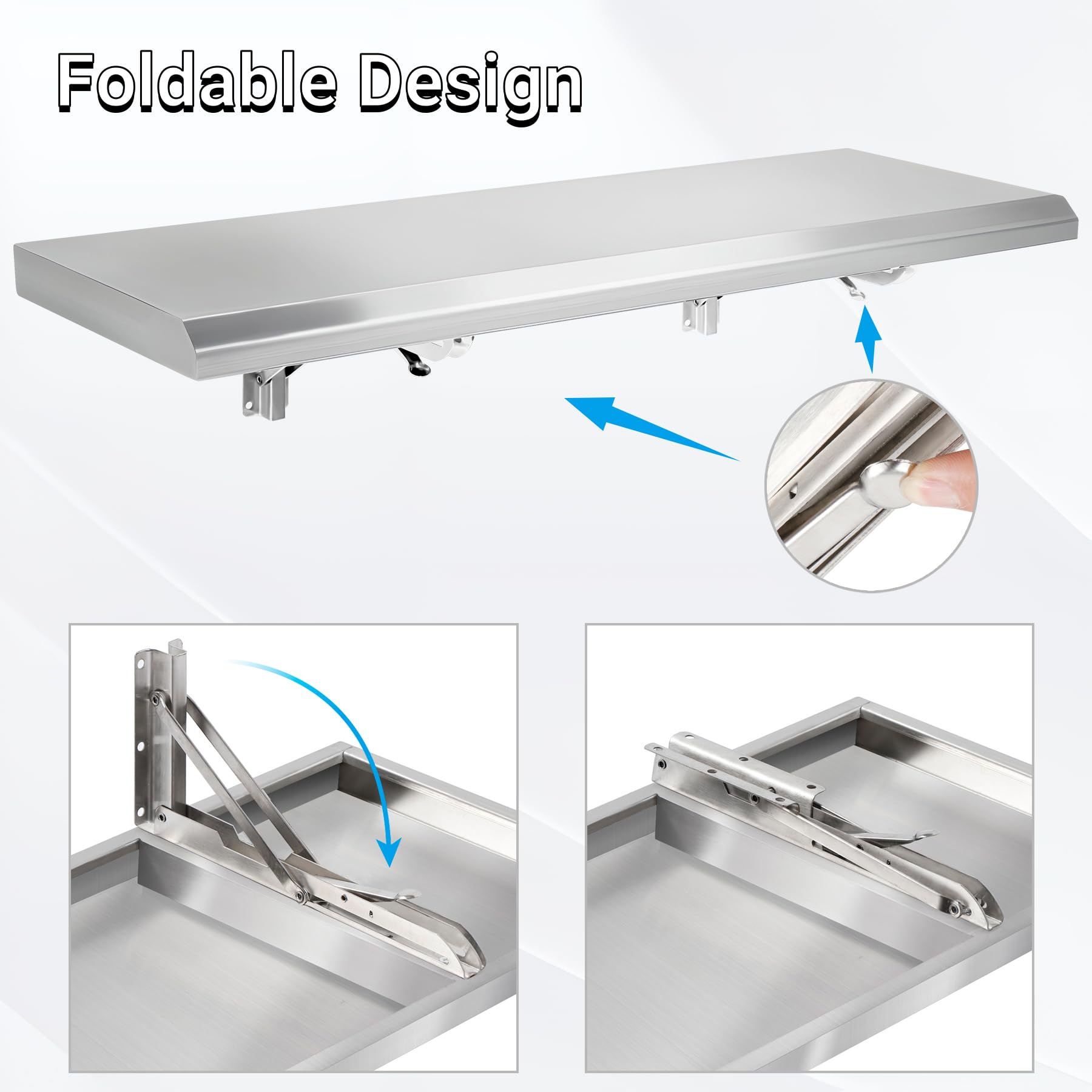 Toriexon Folding Concession Shelf 48" x 12β, Drop Down Concession Serving Window, Stainless Steel Shelf Serving Food Shelf for Windows