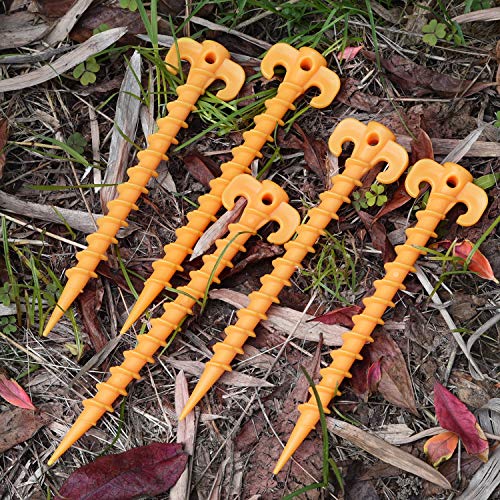 Hovico Tent Stakes,8-Pack,Spiral Ground Anchor Folding Ring for Securing Tents, Canopies, Tarps, Swing Sets, Solid Steel Earth Auger