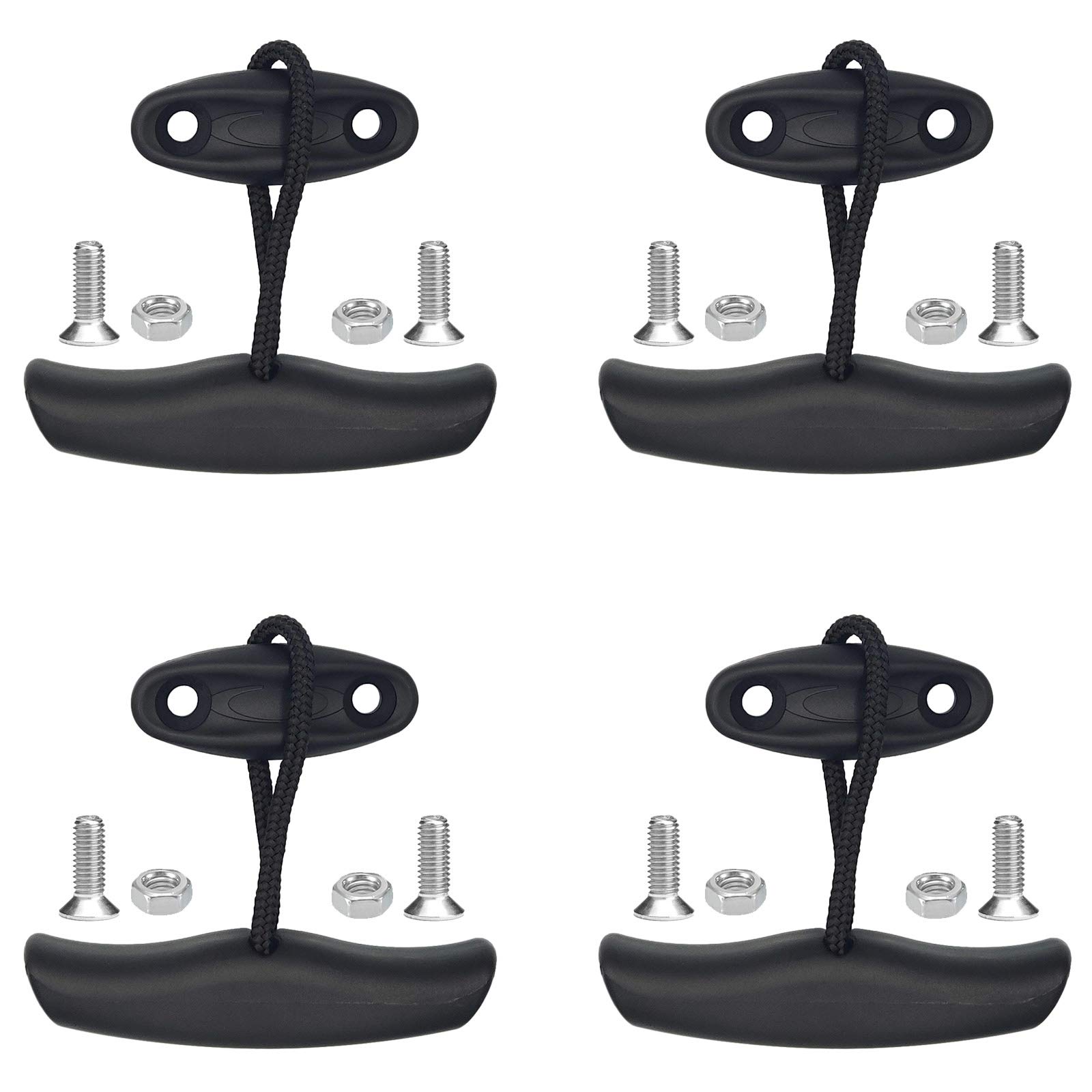 GEUNTECH 4 PCS Kayak Carry Handle with Cord and Pad Eyes Canoe Pull Handle T-Handle for Kayak Canoe Carrying Accessories
