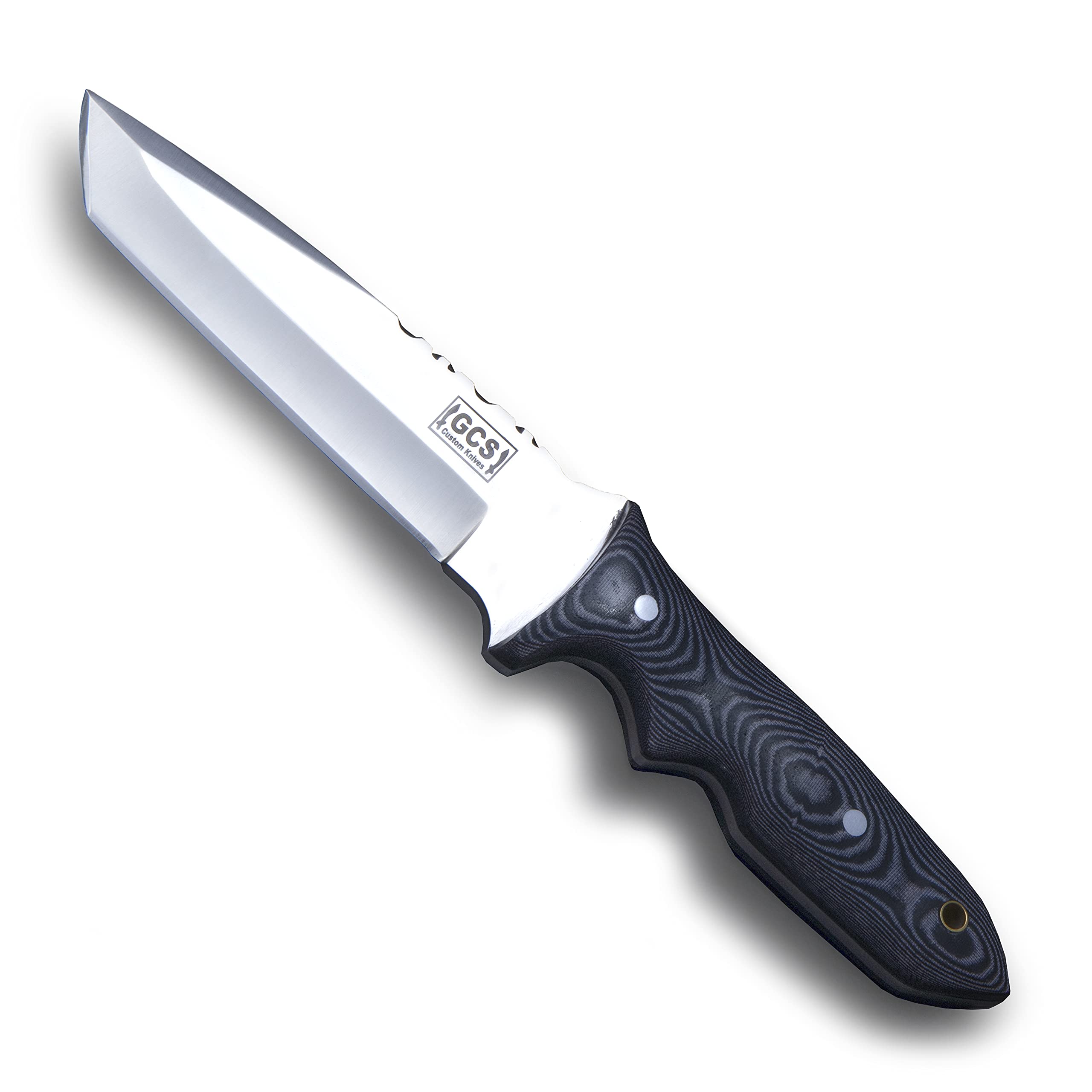 GCS Handmade G10 Handle D2 Tool Steel Tactical knife Hunting Knife Camp Knife with leather sheath Full tang blade designed for Hunting & EDC GCS 210