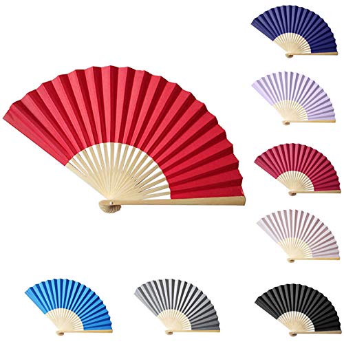 Hand Fans Folding fan Solid Hand Held Paper Fans Bamboo Folding Fans Handheld Folded Fan for Party Hand Fan Cool Bamboo Flower Personalized (Color : D)