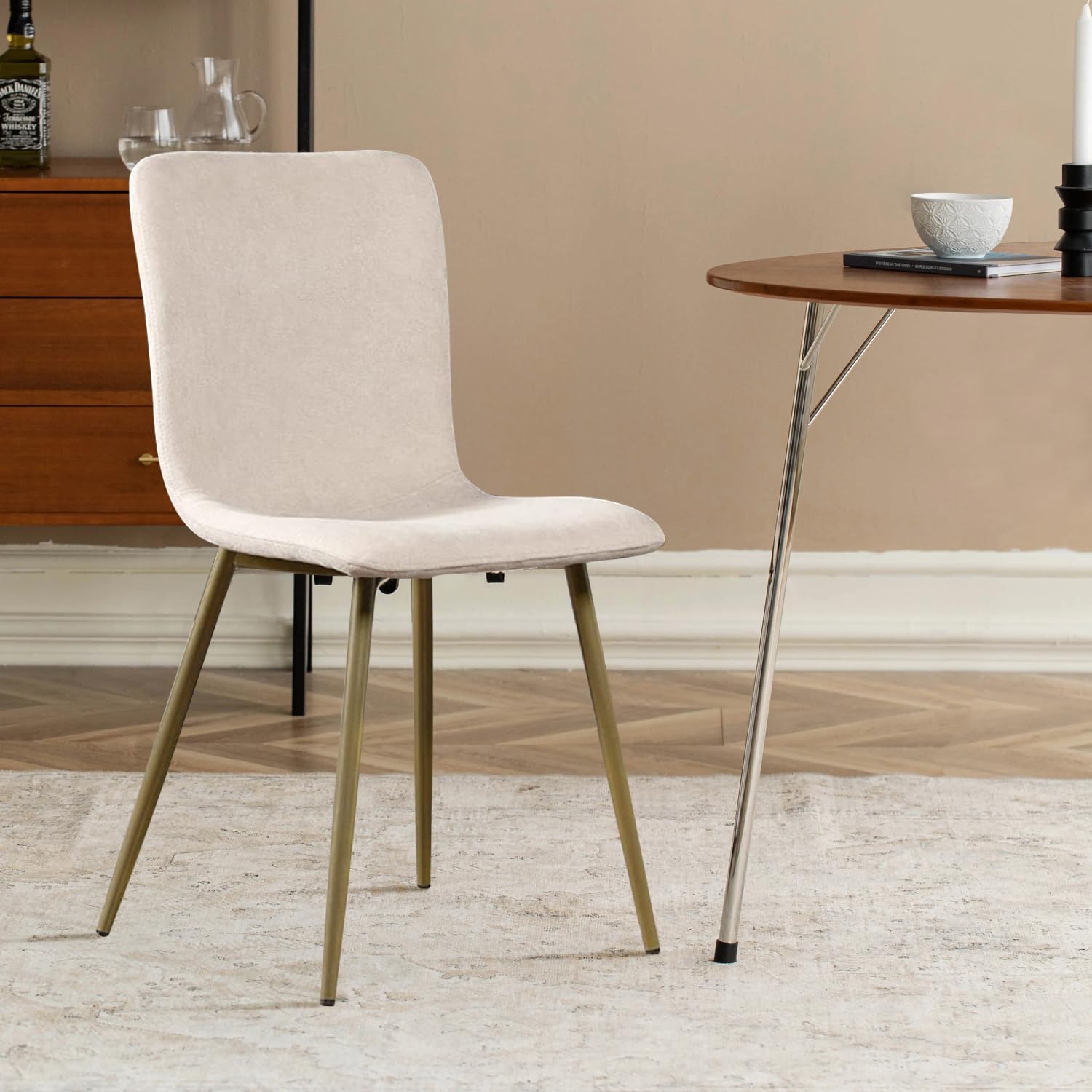 FurnitureR Dining Chairs Set of 2 Comfy Side Seating with Fabric Cushion PU Back and Sturdy Oak Legs for Kitchen Living Waiting Room, Grey