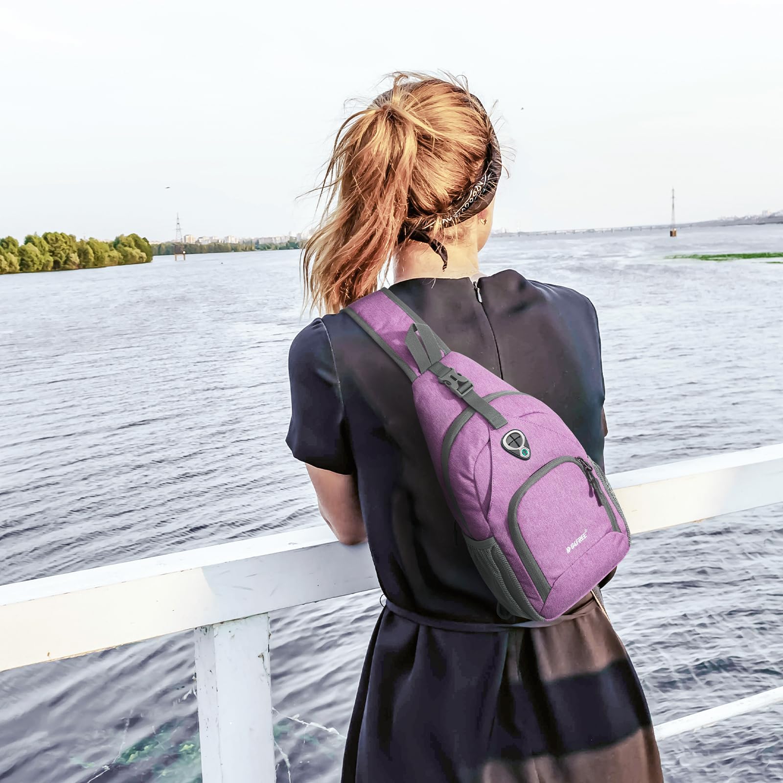 G4Free RFID Sling Bag Crossbody Sling Backpack Small Chest Shoulder Backpack Men Women Hiking Outdoor(Light purple)