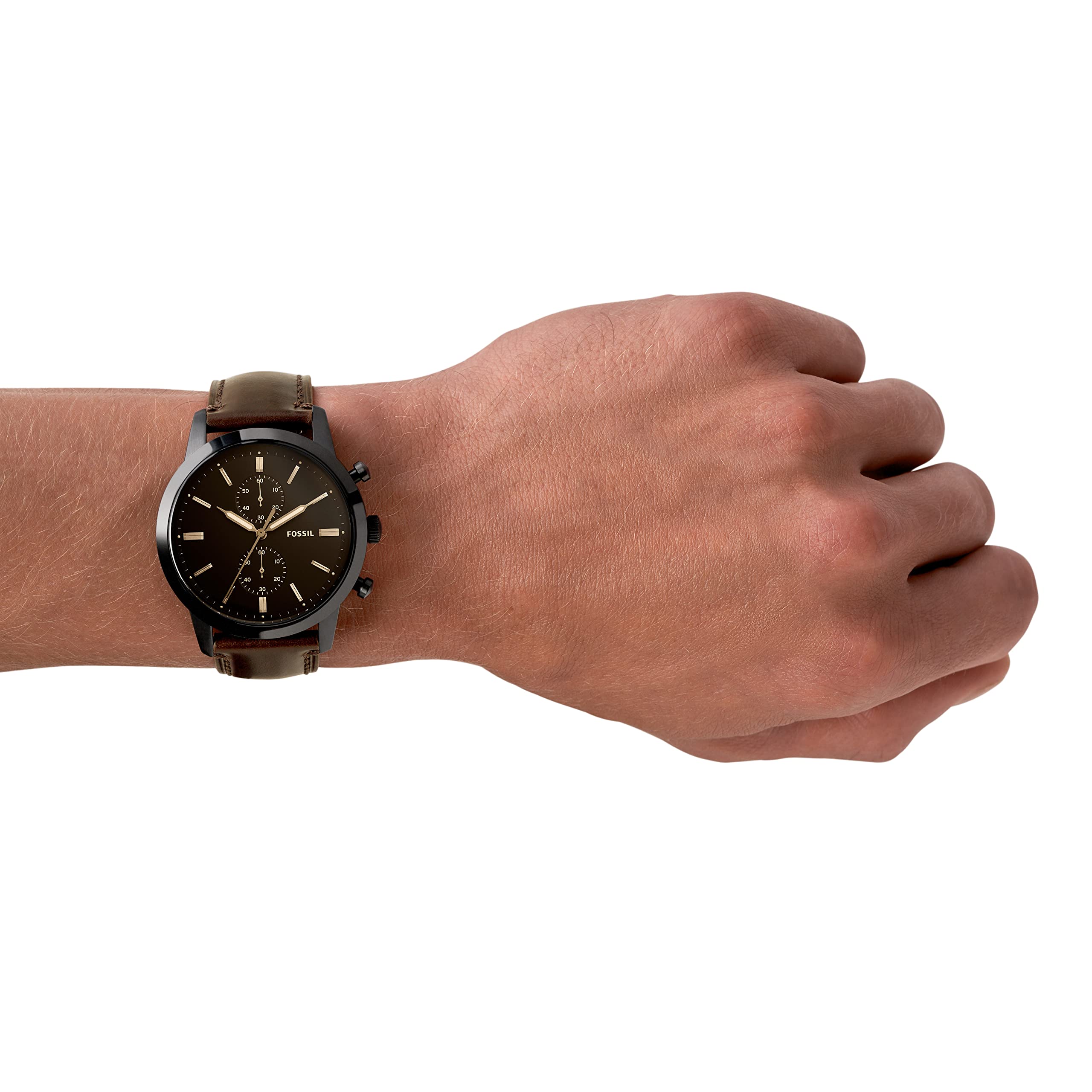 Fossil Men's Townsman Stainless Steel and Leather Quartz Watch and Leather Band