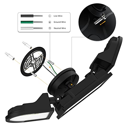 Onforu 100W Flood Lights Outdoor, 9000LM Super Bright LED Flood Light Outdoor Switch Controlled, IP65 Waterproof LED Exterior Floodlight with 3 Adjustable Head, 6500K White Outdoor Security Light