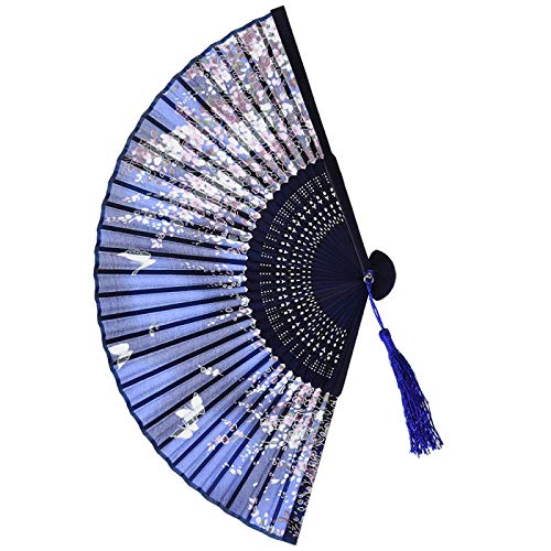 IADZ Folding Fan,Dance Wedding Party Lace Silk Folding Hand Held Flower Hand Fan Summer Art Craft Gift Folding Fans