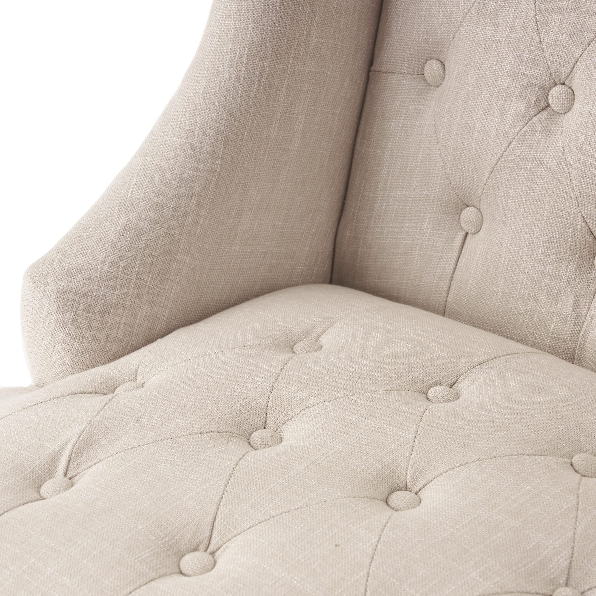 GDFStudio Tall Tufted Fabric Accent Chair, Vintage Club Seat for Living Room (Light Beige)