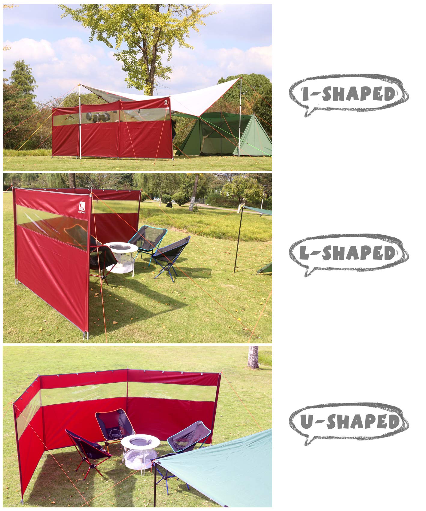 HIKEMAN Camping Windbreaks Stove Windscreen – Beach Windshield Shelter, Sunshade Screen,Winter Outdoor Caravan Privacy Shield with Top Window, for Garden Charcoal Grills BBQ Picnic (Beige)