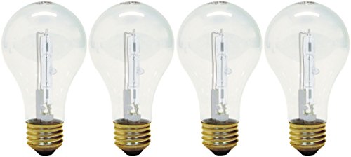 GE Lighting Crystal Clear 72-Watt, (100-watt replacement) 1490-Lumen A19 Light Bulb with Medium Base, Halogen, White (72W, 1490-Lumen)
