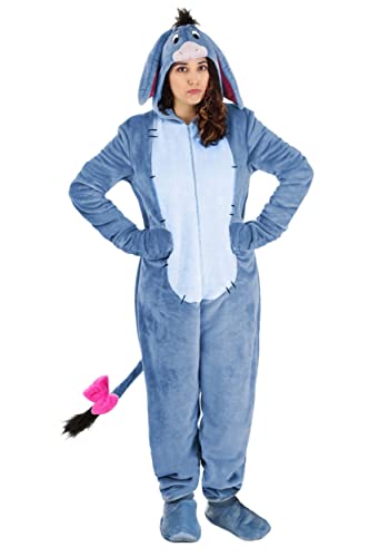 Fun Costumes Deluxe Adult, Eeyore Hooded Onesie Suit from Disney's Winnie the Pooh, Licensed Outfit for Halloween and Cosplay X-Large
