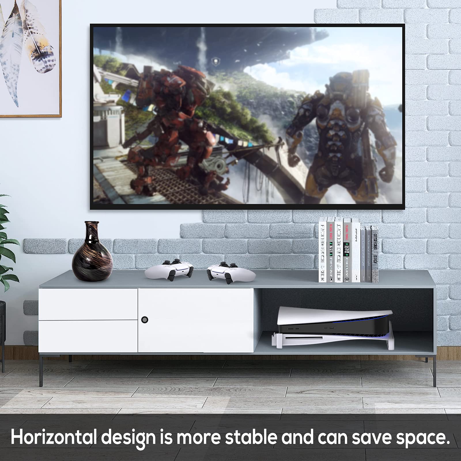 Horizontal Stand Compatible with PS5 Disc & Digital Edition - Base Stand Holder for PS5 Accessories with Anti-Slip Mads Compatible with PS5 Disc & Digital Editions Console
