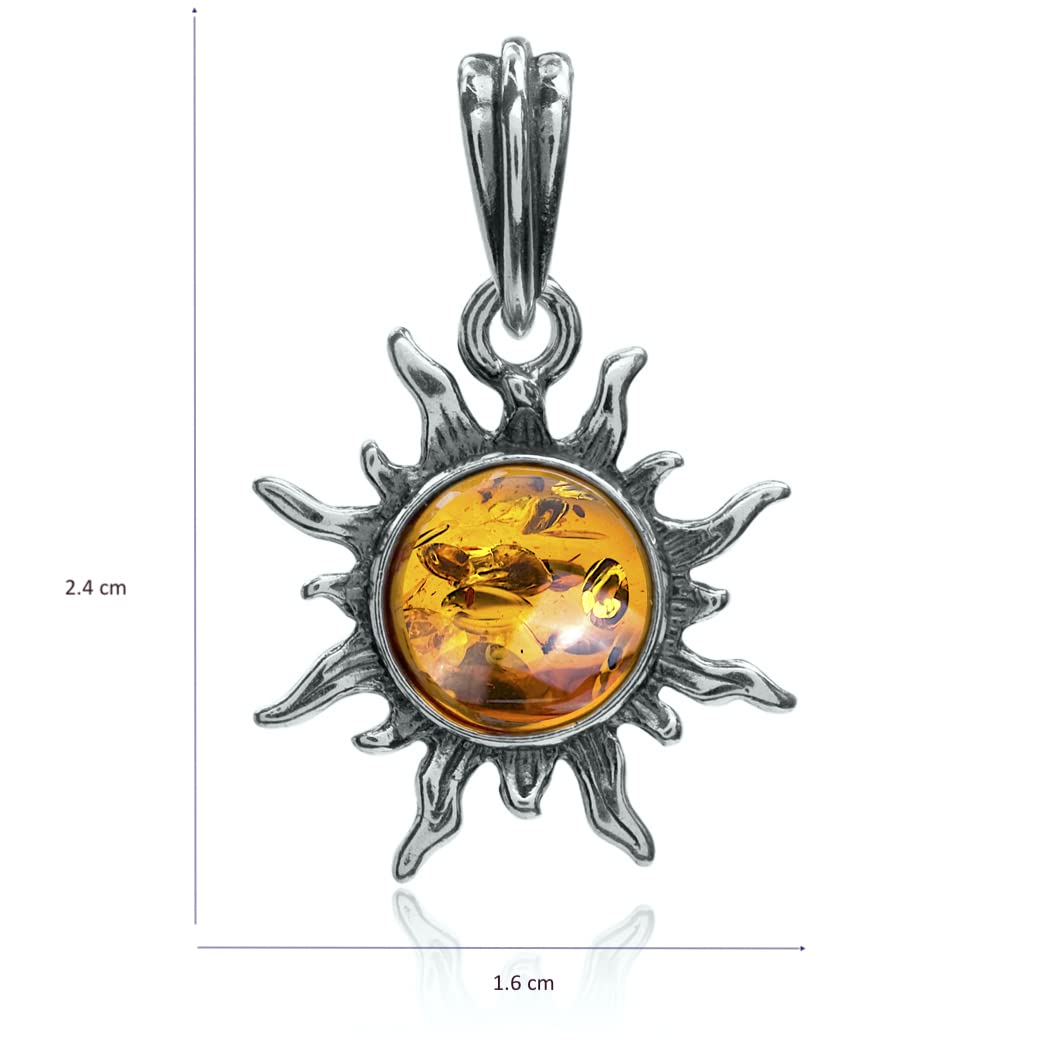 Ian and Valeri Co. Amber Sun Pendant Sterling Silver