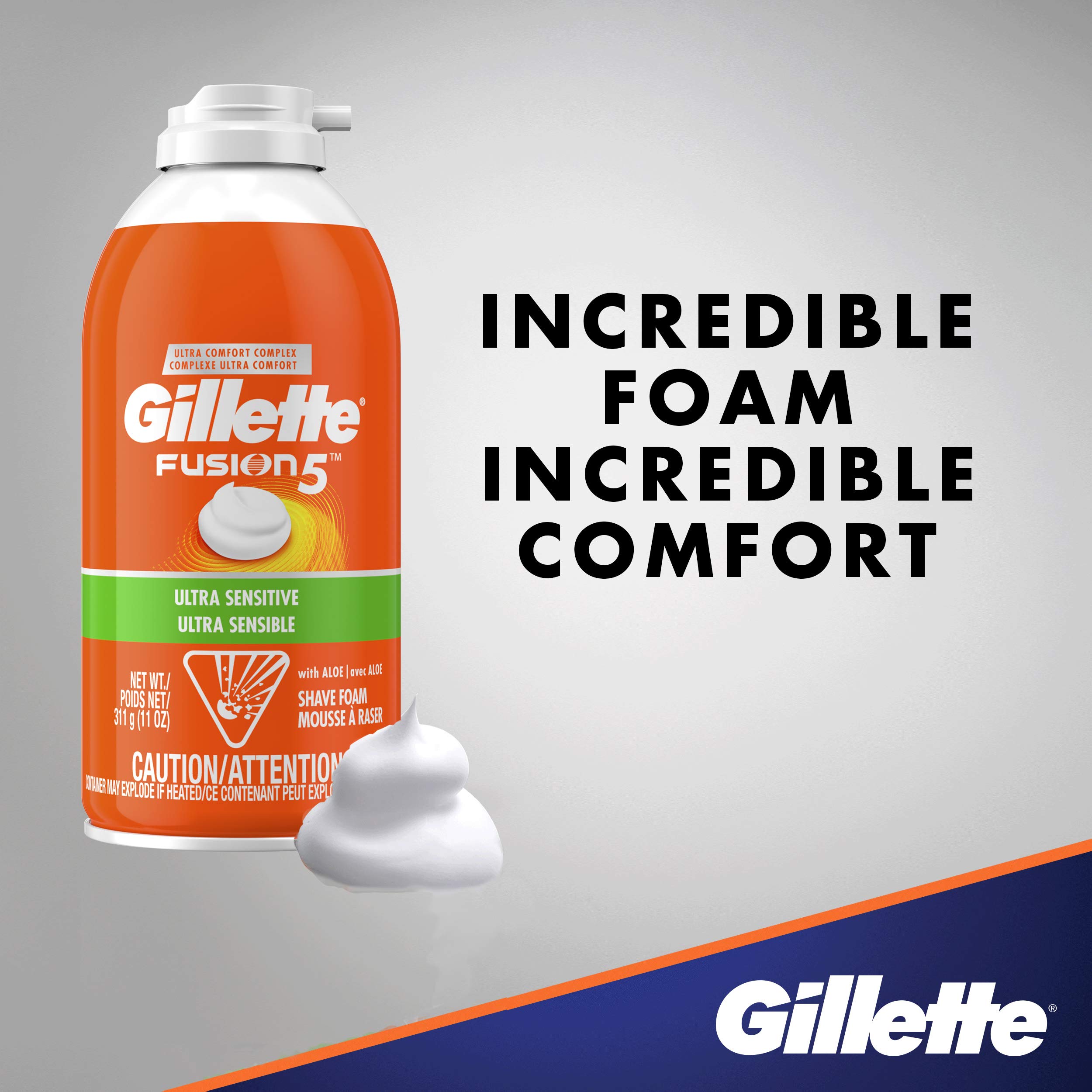Gillette Fusion5 Ultra Sensitive Shave Foam, 11 Ounce (Pack Of 3)