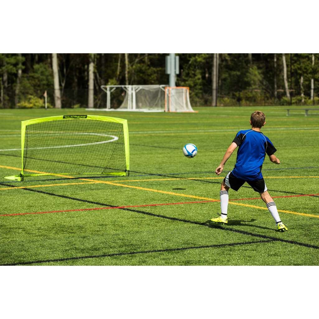 Franklin Sports Blackhawk Backyard Soccer Goal - Portable Kids Soccer Net - Pop Up Folding Indoor + Outdoor Goals - 4' x 3' - Optic Yellow