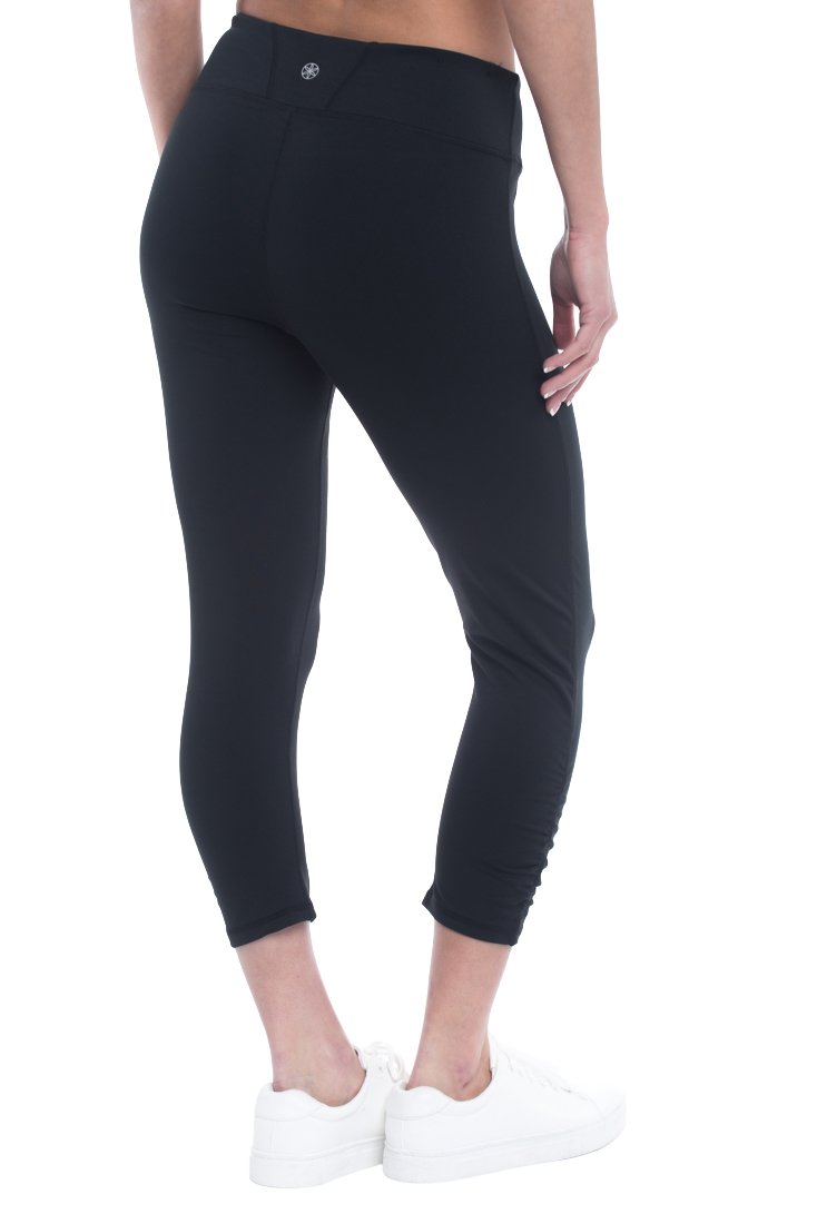 Gaiam Women's Capri Yoga Pants - Performance Spandex Compression Legging - Black Tap Shoe, X-Small