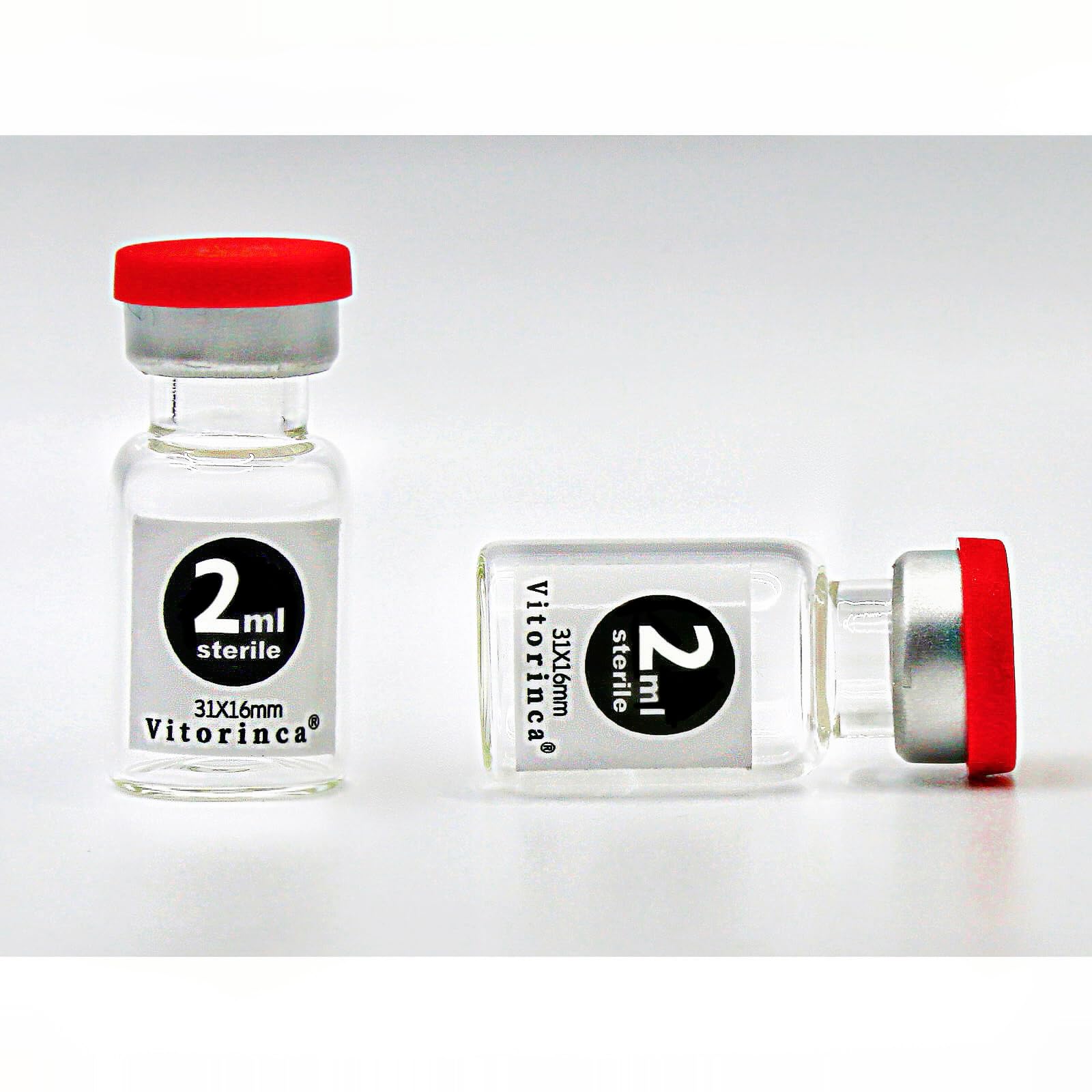 Vitorinca 2ml Sterile Glass Vials, 10 Packs-2ml Sterile Empty Vial with Self-Healing Injection Port and Flip Top Cap, Sterile Package, for use in sterile preparations and Laboratory Study