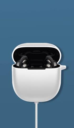 Soft Silicone Protective Case Cover for Bose QuietComfort Earbuds II 2022 , Protective Skin Sleeve with Carabiner (White)