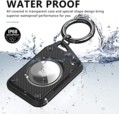 Olytop Waterproof AirTag Holder for Apple Airtag Keychain Case,Water Resistance Shockproof Anti-Scratch TPU & Clear PC Double ProtectionS Case for Apple Air Tag Tracker Key Ring, Black+Green