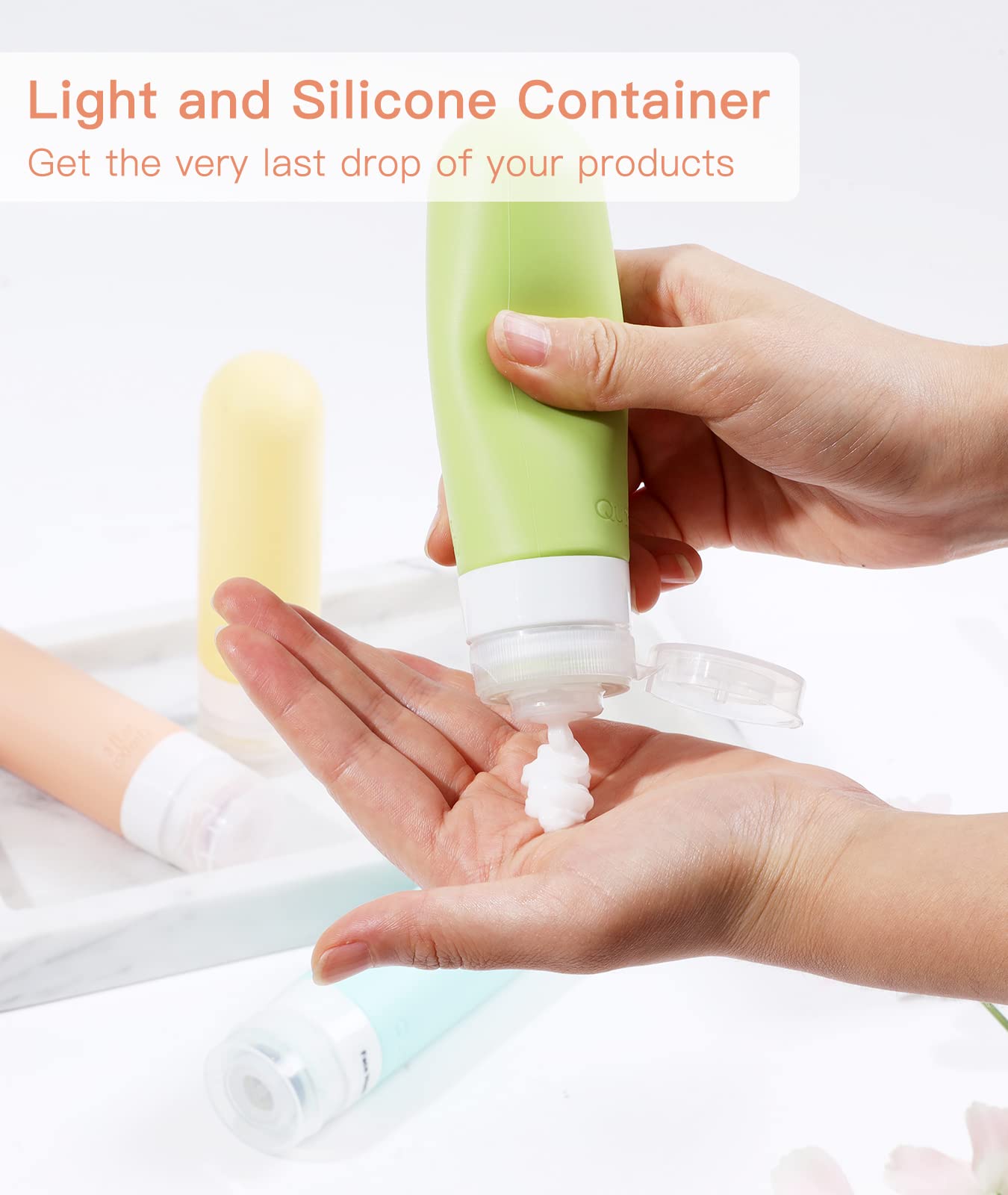 Quatish Travel Bottles for Toiletries【Original Patented】, 3 oz Tsa Approved Leak Proof Travel Size Containers, Silicone Shampoo and Conditioner Bottles, 4 Pack Travel Size Bottles, Multi-Color