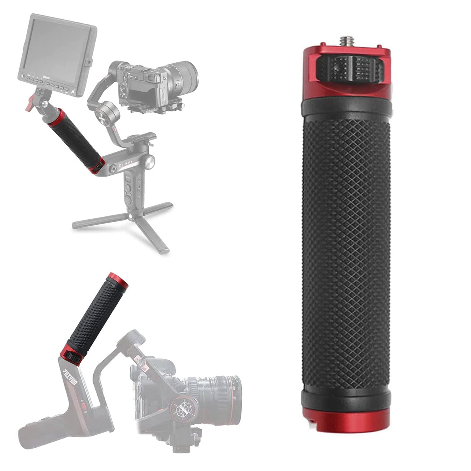 HAPPYPOPO Video Action Stabilizing Handle Grip Handheld Stabilizer with 1/4 Thread, 3/8 Thread, Hot-Shoe Mount,Grip Handheld Stabilizer for gopro,Zhiyun WEEBILL LAB/S, DSLR Camera Camcorder etc.