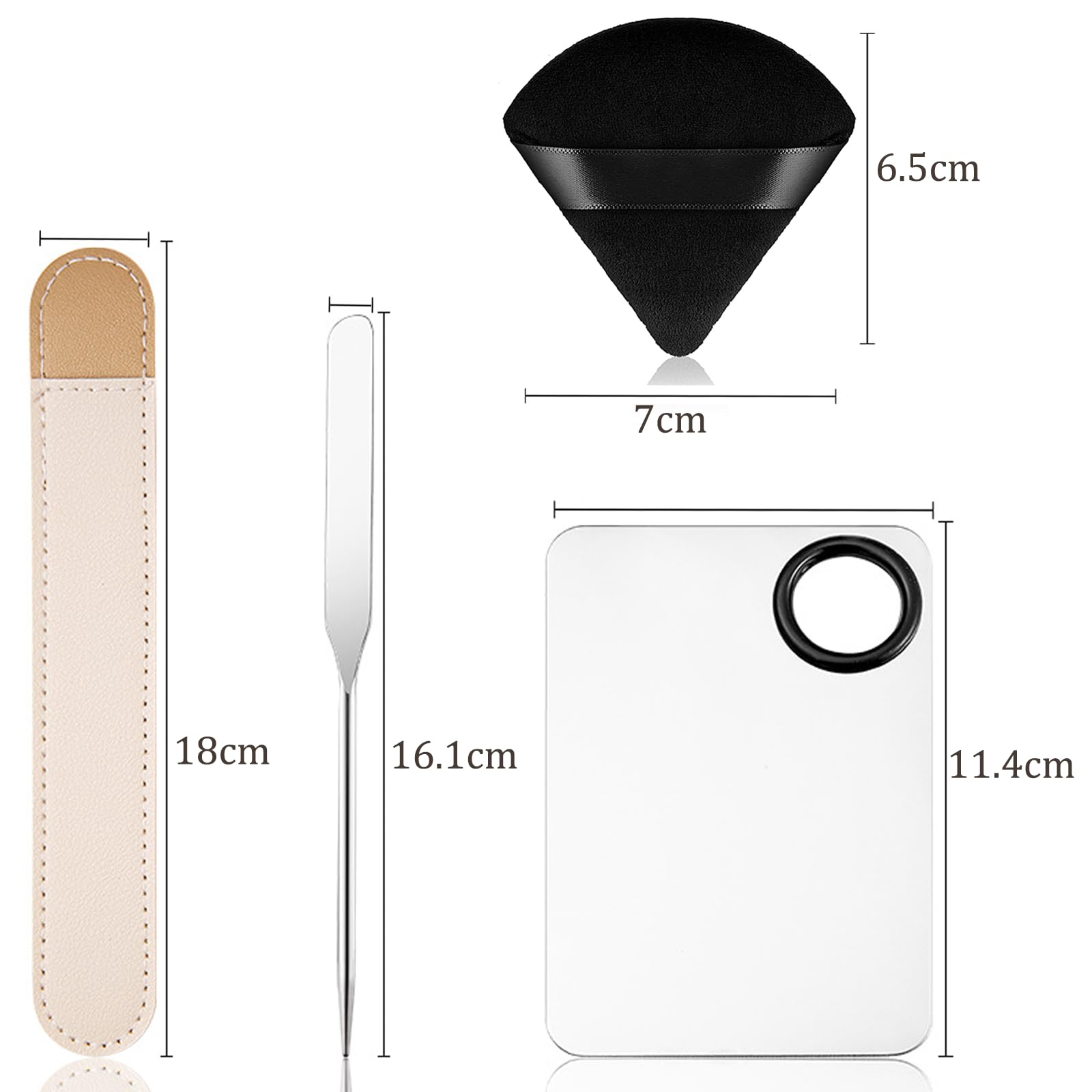 HOINCO Stainless Steel Cosmetic Makeup with Palettes Makeup,Foundation Spatula Spatula Powder Puff Beauty Makeup Tools for Nail Art Beauty DIY Design