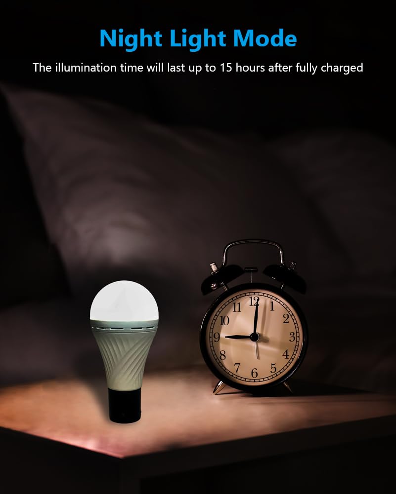 USB Rechargeable Light Bulb Auto On Off Light Bulbs, 4 Light Modes, 1500mAh Rechargeable LED Camping Lights for Camping, Hiking, Emergency, Backpacking, Fishing, 2 Packs