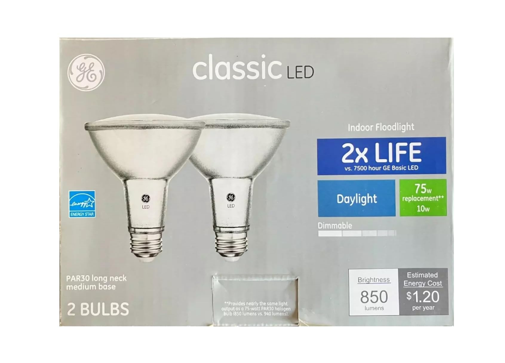 GE Classic 2-Pack 75 W Equivalent Dimmable Warm White Par30 Shortneck LED Light Fixture Light Bulbs