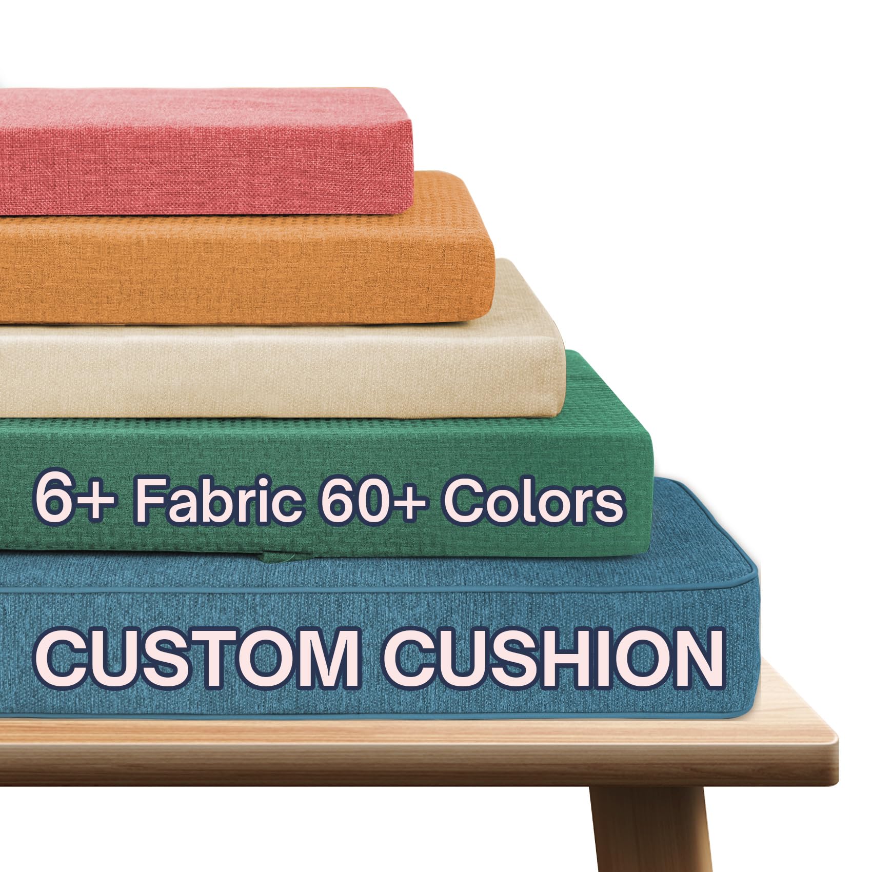 Parkerly Custom Bench Cushion Double Piping Waterproof Outdoor Bench Cushions 90+Colors, 70D High Resilience Sponge Comfortable and Durable Bench Cushions for Indoor Furniture/Patio/Sofa/Piano