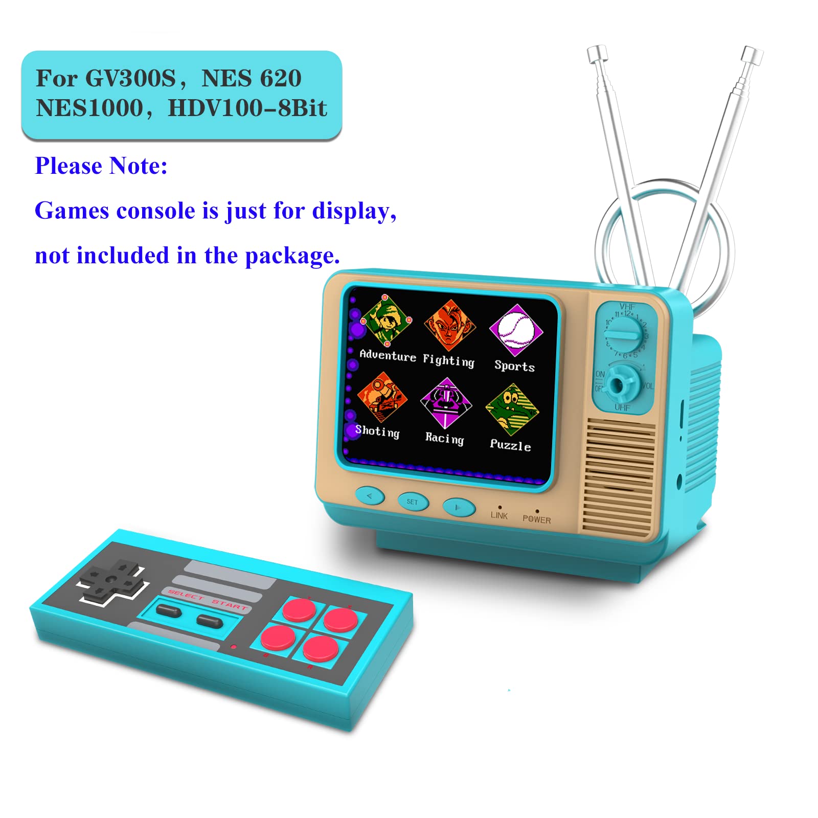Handheld Gamepad Games Controller for GV300S Games Console (Turquoise)