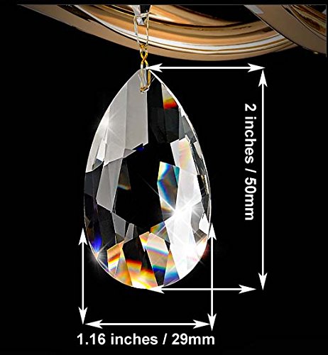 Fushing 20Pcs Chandelier Crystals, Clear Teardrop Crystal Chandelier Pendants Parts Beads, Hanging Crystals for Chandeliers(50mm, Clear)