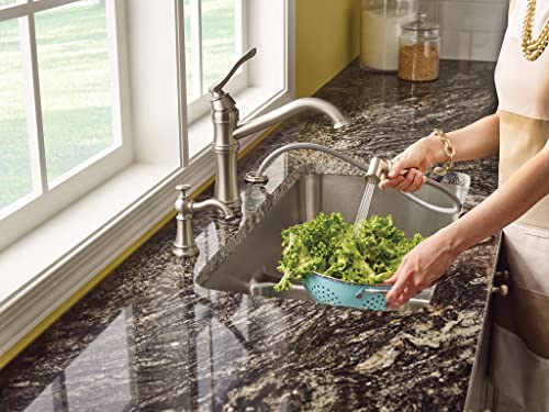 Moen S3945SRS Traditional Deck Mounted Kitchen Soap Dispenser with Above the Sink Refillable Bottle, Spot Resist Stainless